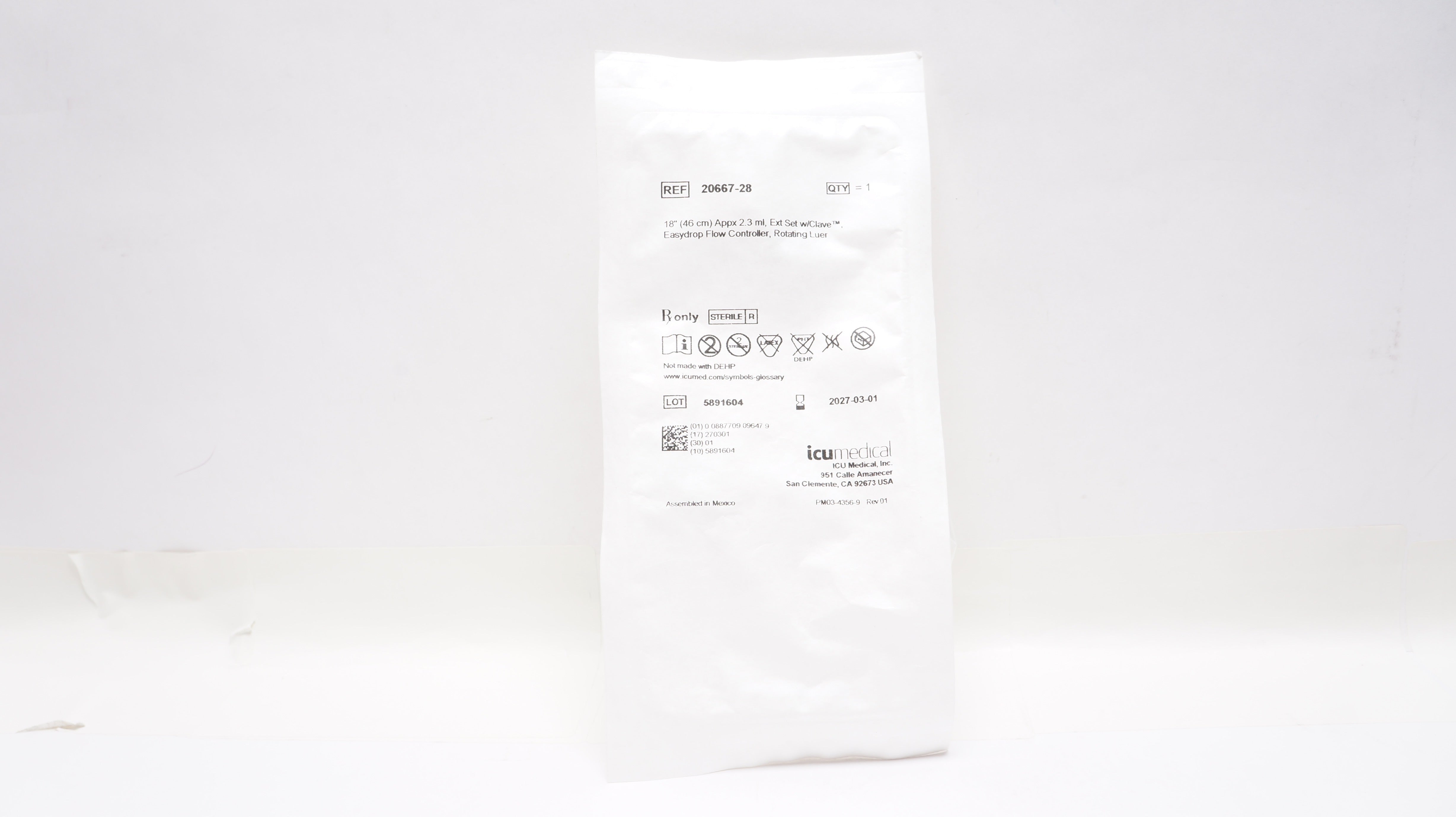 ICU Medical 20667-28 Extension Set with Clave, Flow Controller, – Ology ...