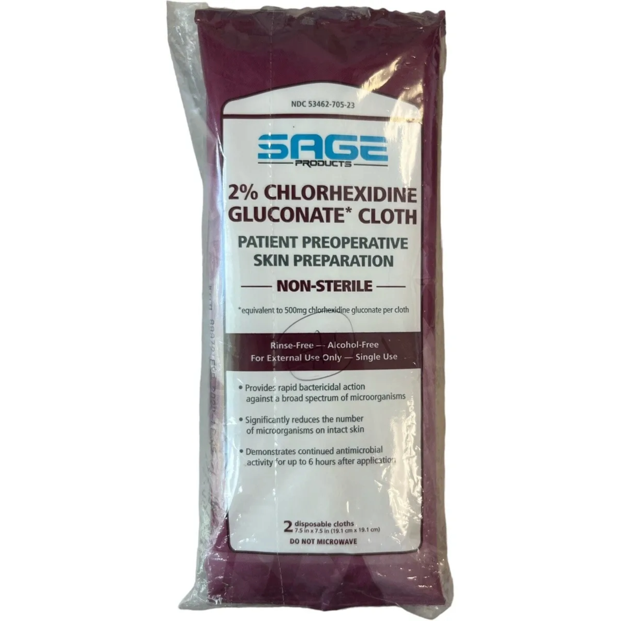 Sage 2% Chlorhexidine Gluconate Cloth – NDC 53462-705-23 – Ology Supplies