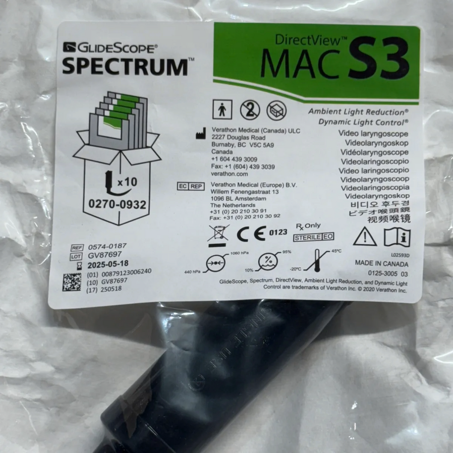 GlideScope Spectrum MAC S3 – Single-Use Video Laryngoscope Blade, 1 Co ...