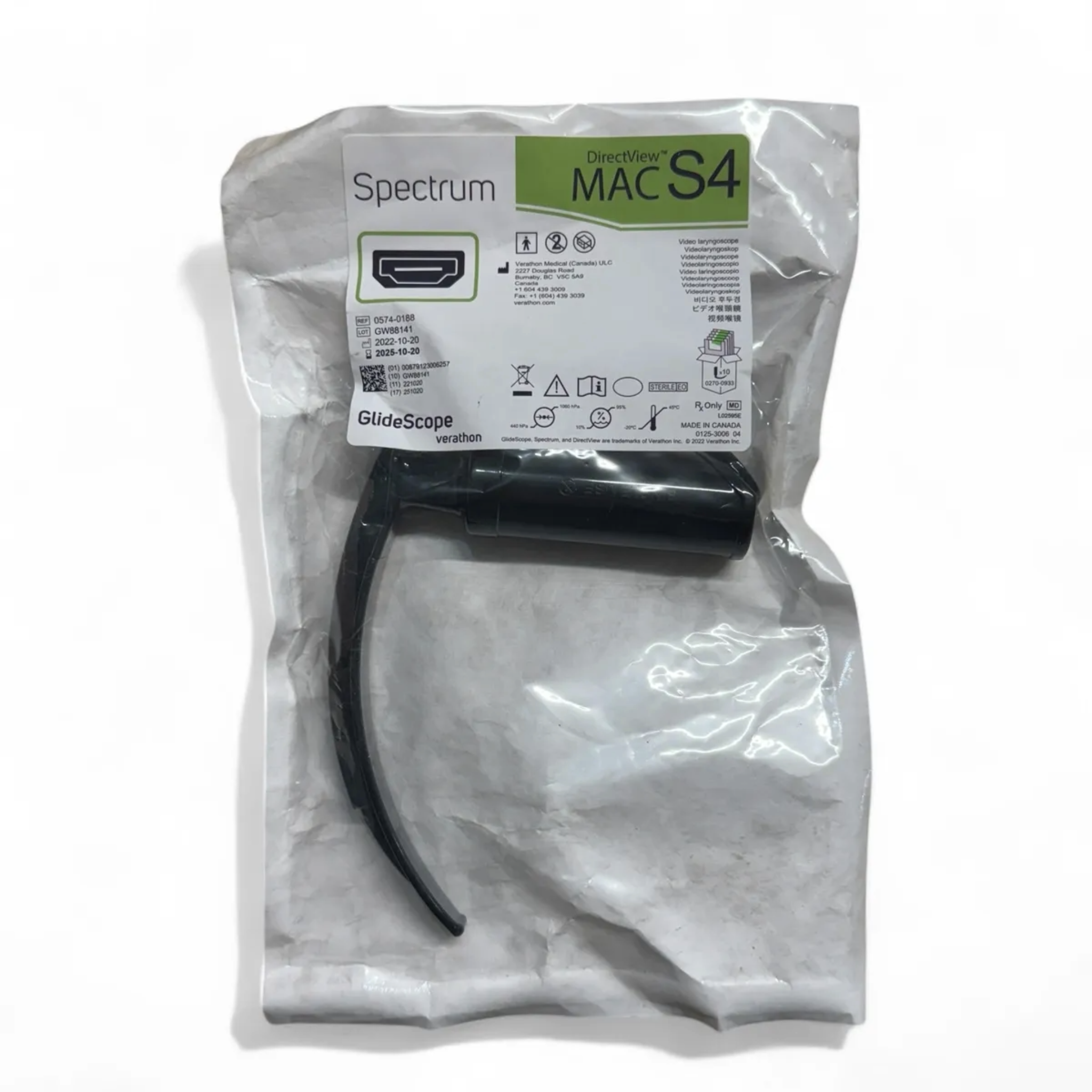 GlideScope Spectrum MAC S4 – Single-Use Video Laryngoscope Blade, 1 Co ...