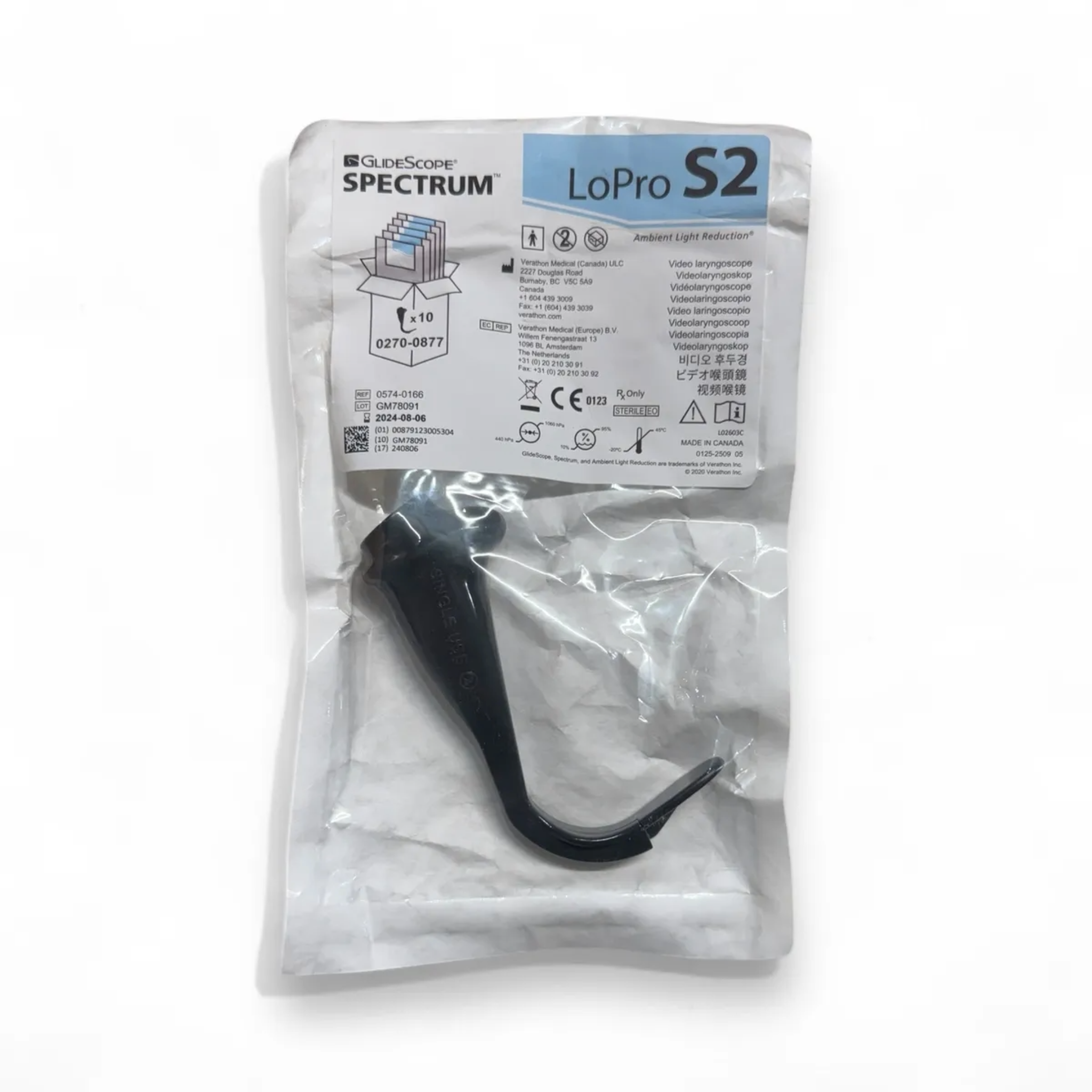 GlideScope Spectrum LoPro S2 – Single-Use Video Laryngoscope Blade, 1 ...